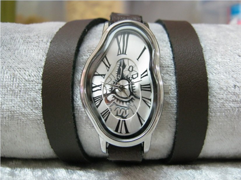 Wave Wavy Time Warp Leather Wrap Dali Fluid Watch