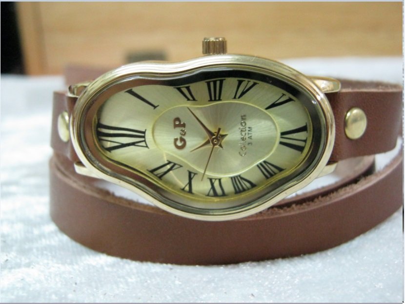 Wave Wavy Time Warp Leather Wrap Dali Fluid Watch