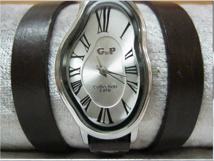 Wave Wavy Time Warp Leather Wrap Dali Fluid Watch
