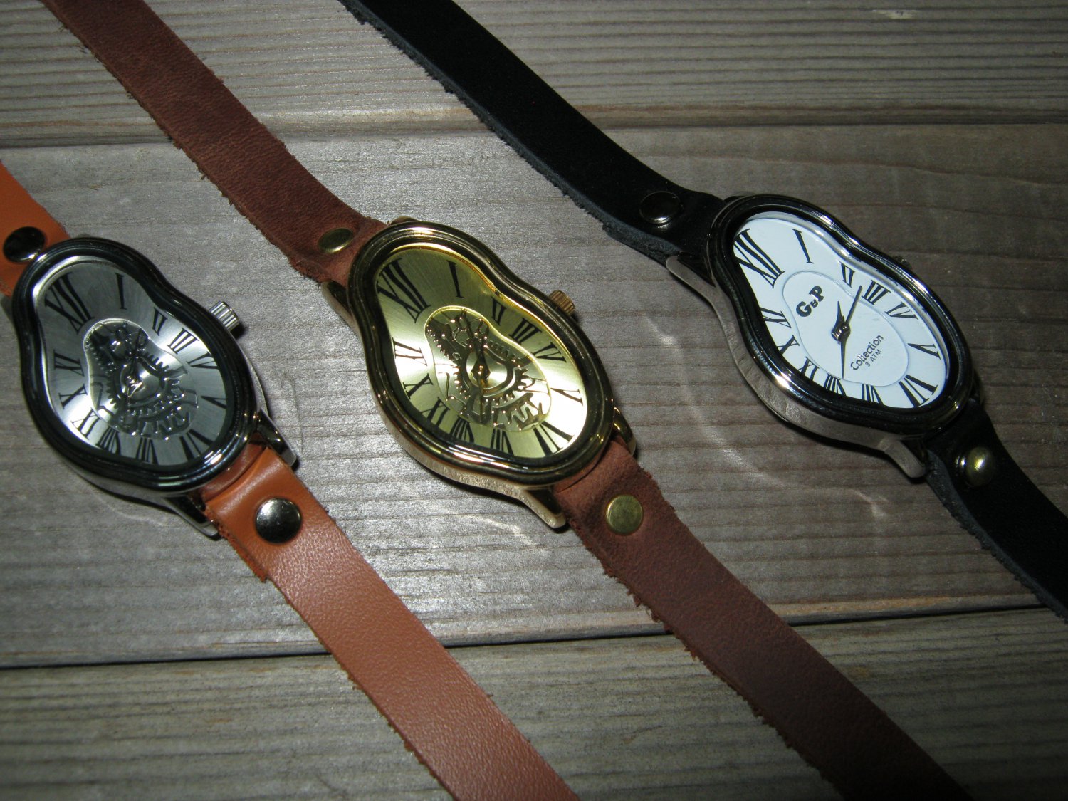 Wave Wavy Time Warp Leather Wrap Dali Fluid Watch