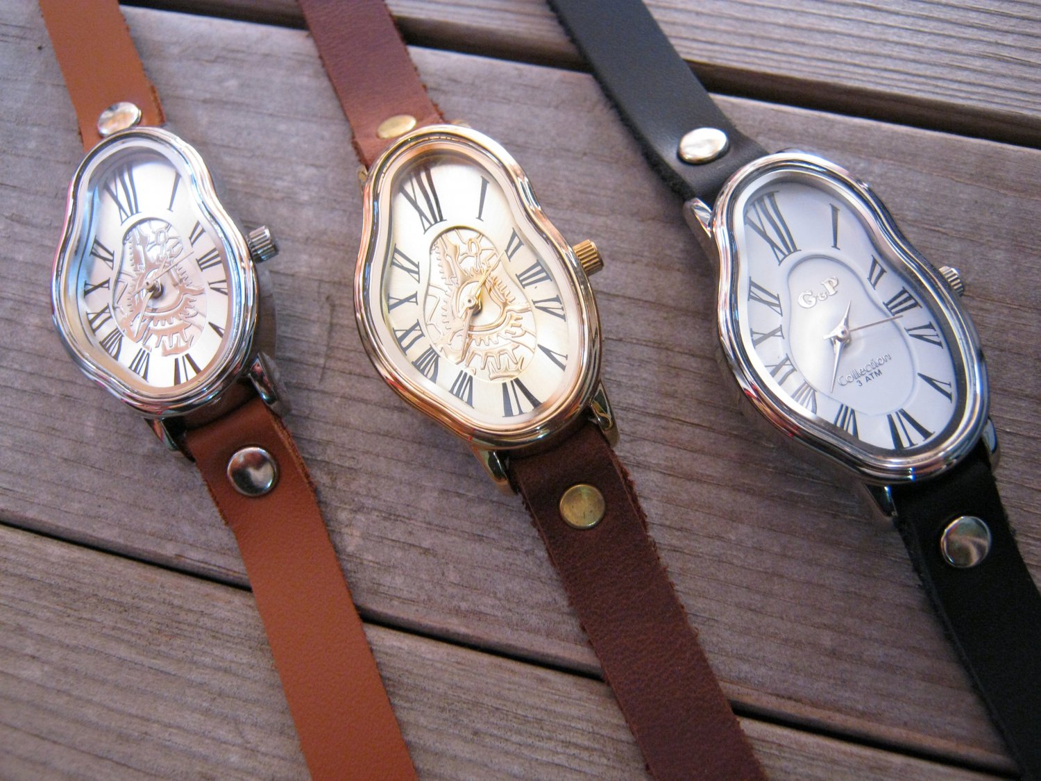 Wave Wavy Time Warp Leather Wrap Dali Fluid Watch