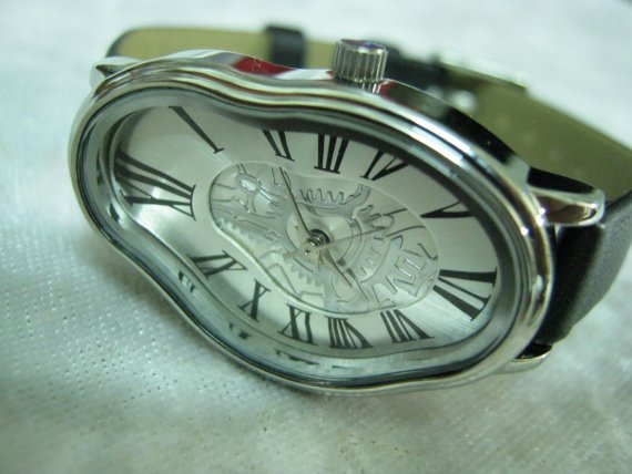 Elegant Wave Wavy Time Warp Silver Wrap Dali Fluid Watch - Wrist Watch ...