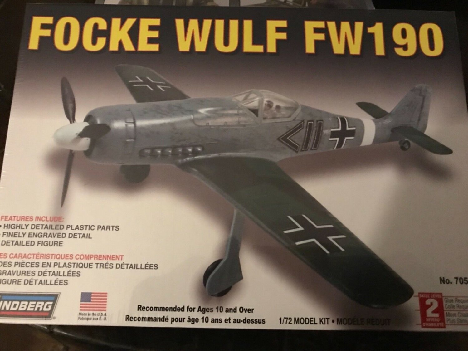 LINDBERG GERMAN FOCKE WULF FW190 AIRPLANE Model Kit NEW SEALED 1/72 SCALE