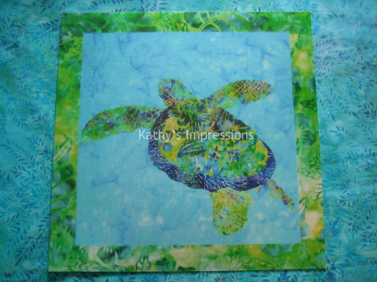 10x10 Hawaiian Honu SEA TURTLE Green and Blue Batiks - Premium Metallic ...