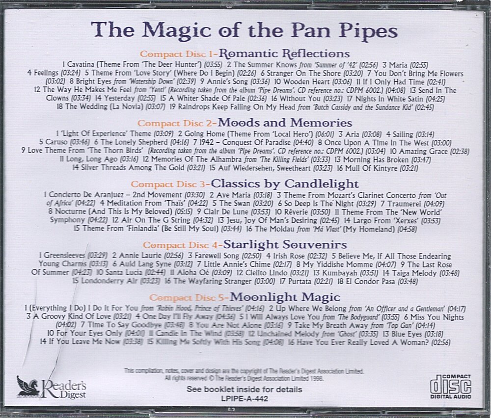 The Magic of the Pan Pipes (5 CD) Reader's Digest Music Pan Flute Music ...
