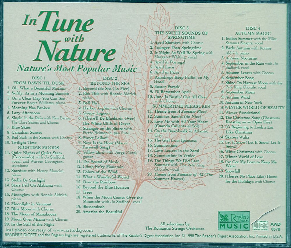 In Tune with Nature (4 CD) Nature's Most Popular Music - Reader's ...