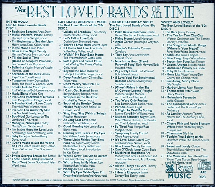 The Best-Love Bands of All Time (4 CD) Reader’s Digest Music Big Band ...