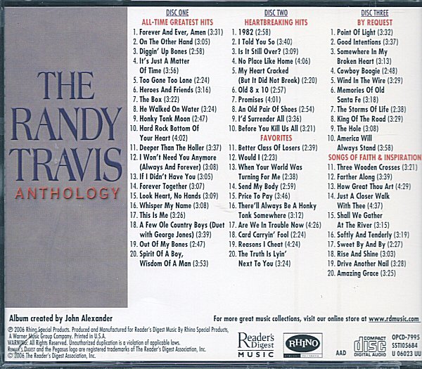 The Randy Travis Anthology (3 CD) Rare Reader’s Digest Music Box Set
