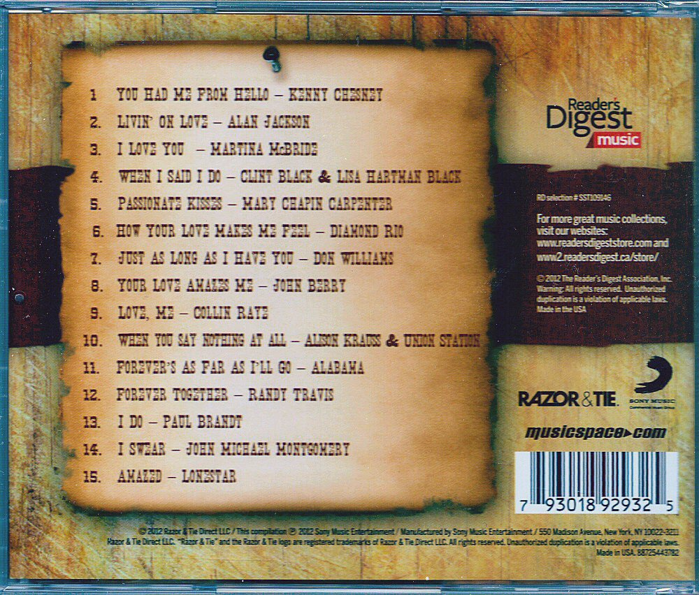 The Greatest Country Love Collection Volumes 1 & 2 (2 CD) Reader’s ...