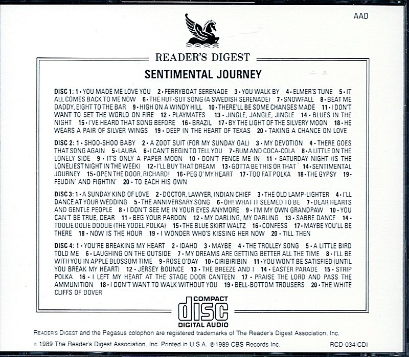 Sentimental Journey (4 CD) 80 Original Hits of the '40s - Reader's ...