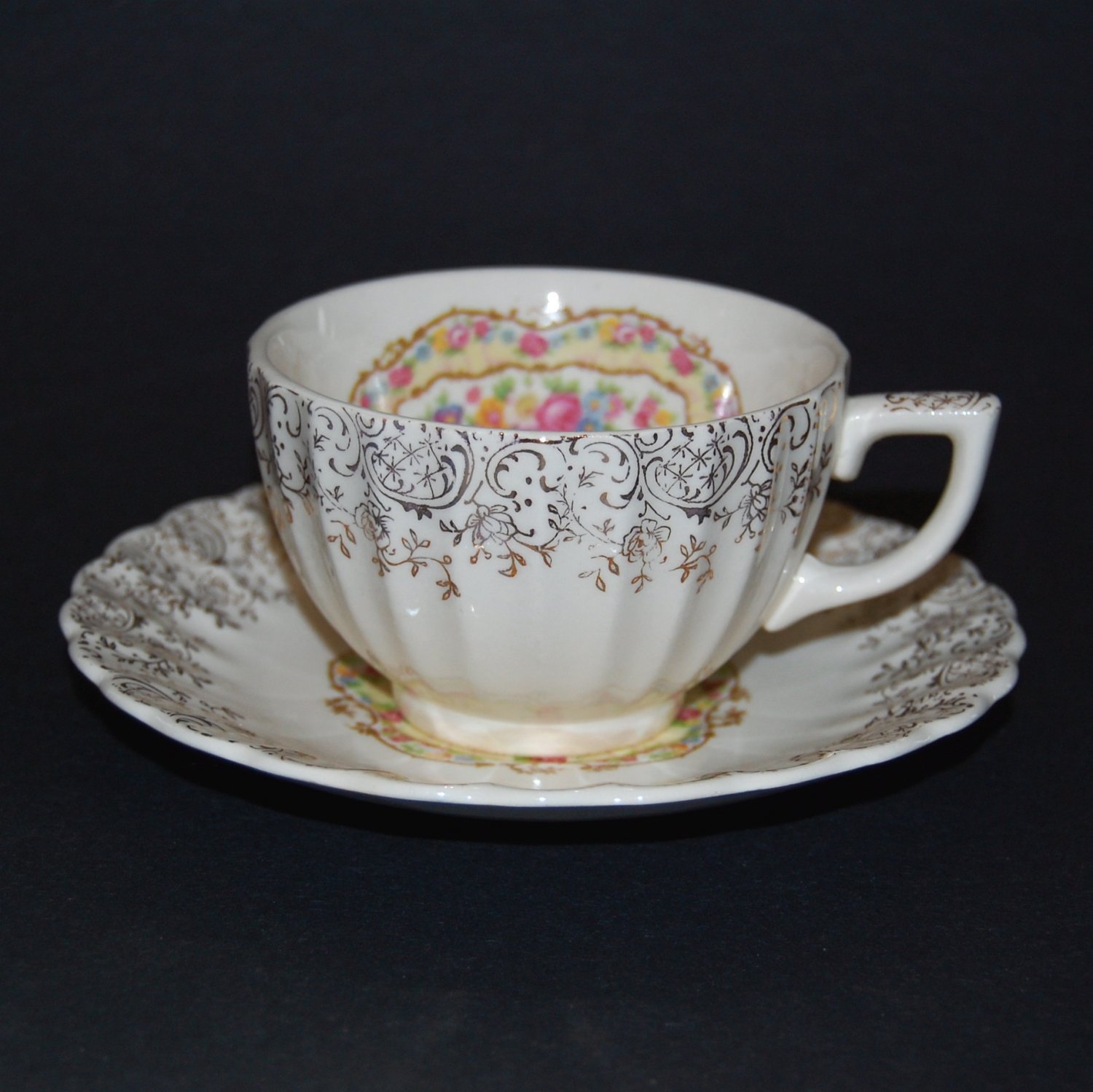 AMERICAN LIMOGES "Toledo Delight" Cup & Saucer 22K Gold