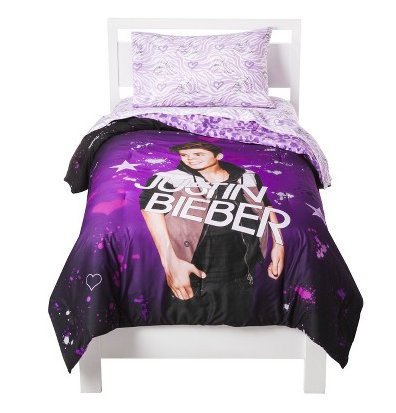 Justin Bieber Purple 4pc Comforter and Sheet Set / Sheets / Bieber Fever!