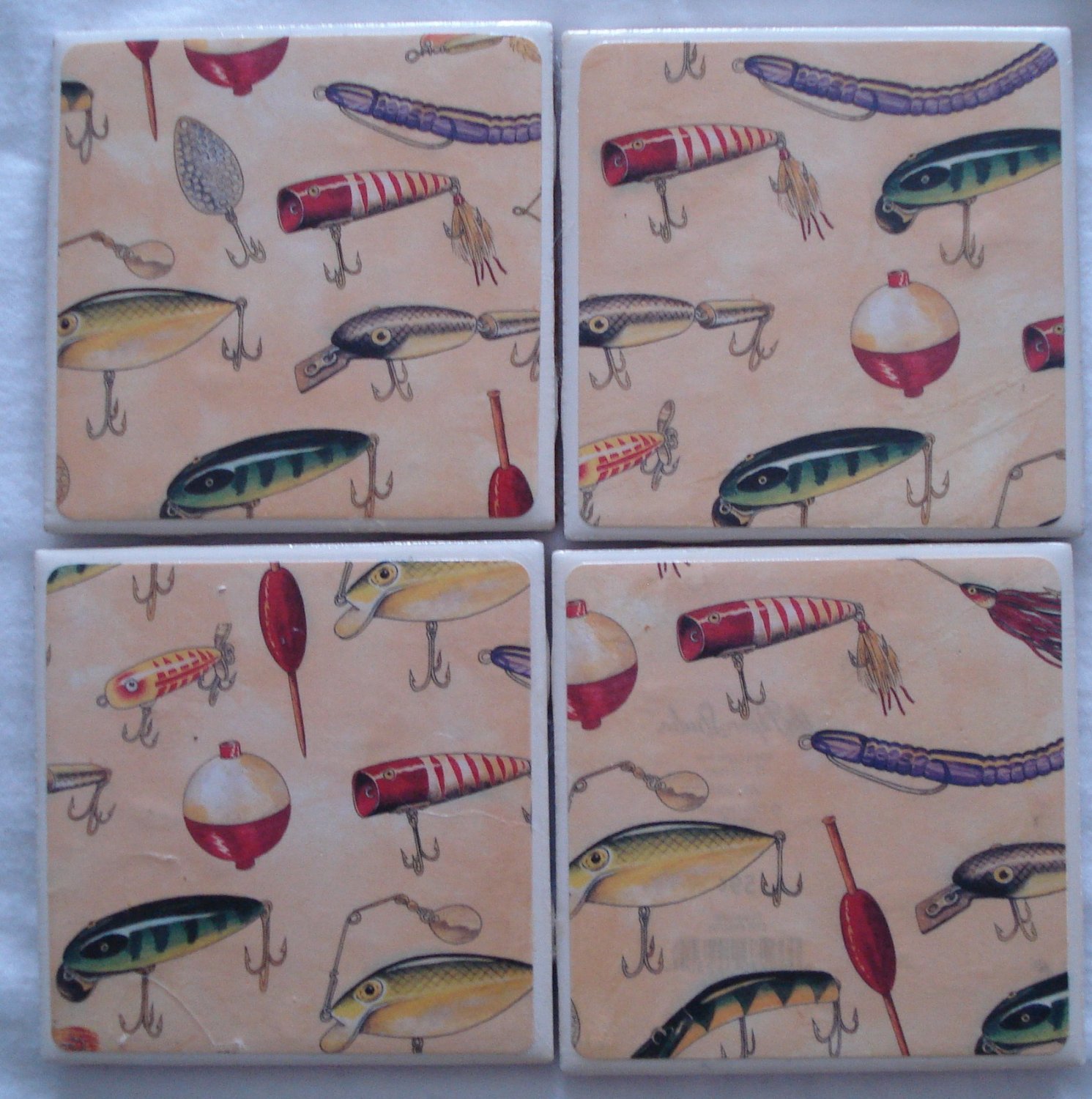 Gone fishing Cermaic Tile Coaster Set
