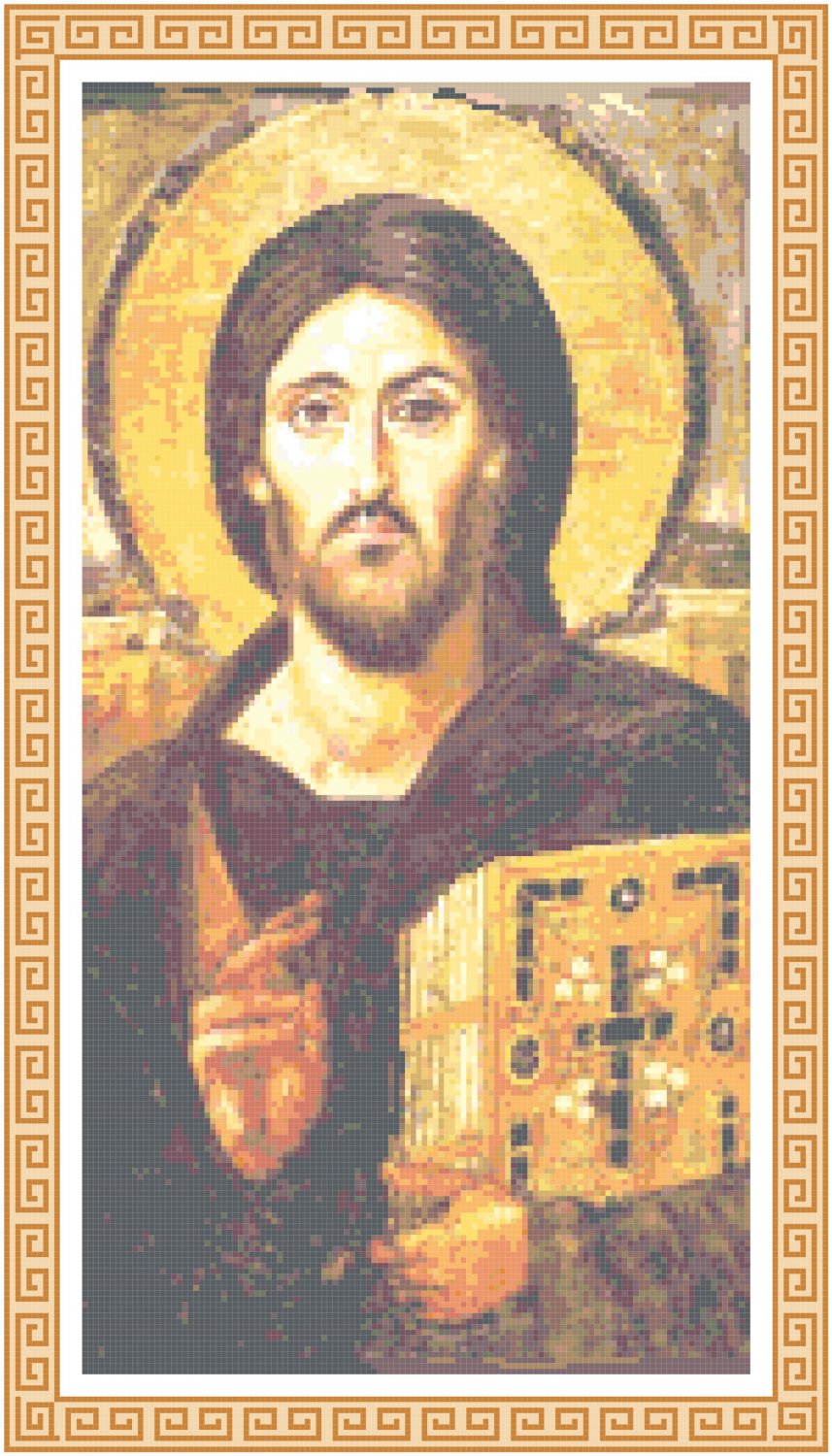 Jesus Christ Pantocrator Icon Pattern Chart Graph