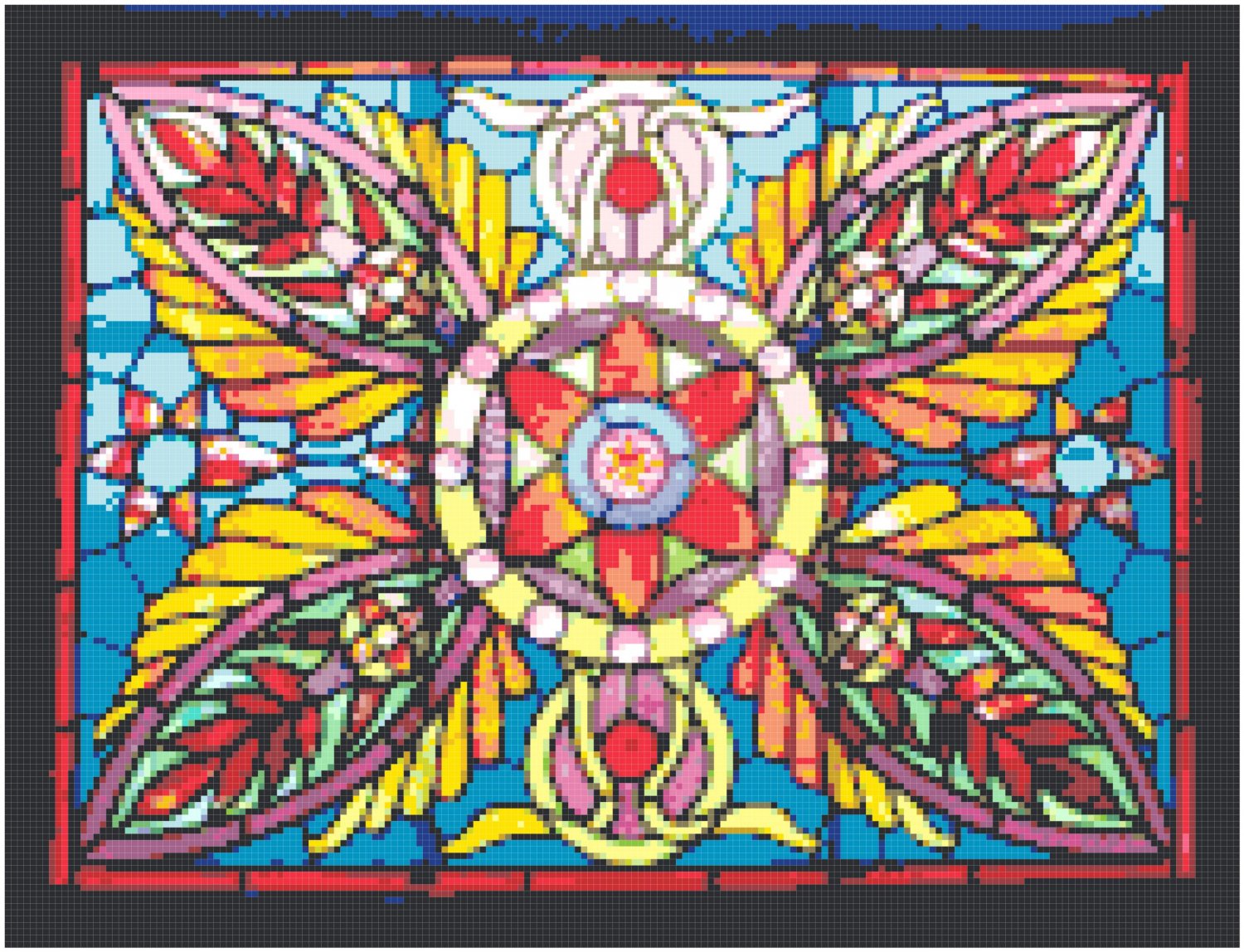 Floral Ornamental Stained Glass Pattern Chart Graph