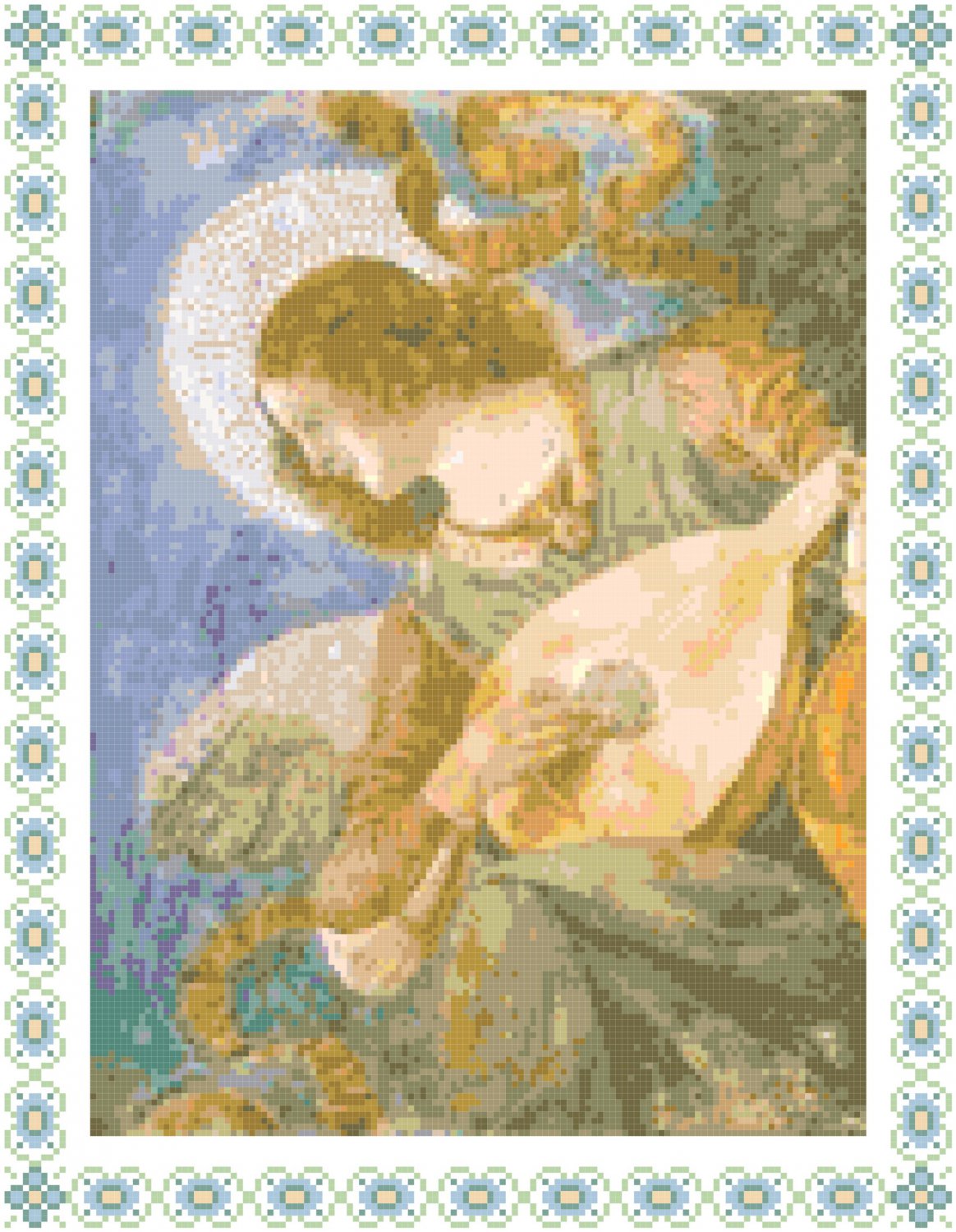 Angel With A Lute Pattern Chart Graph