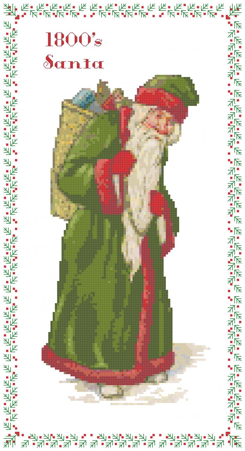 1800's Santa With Basket Pattern Chart Graph