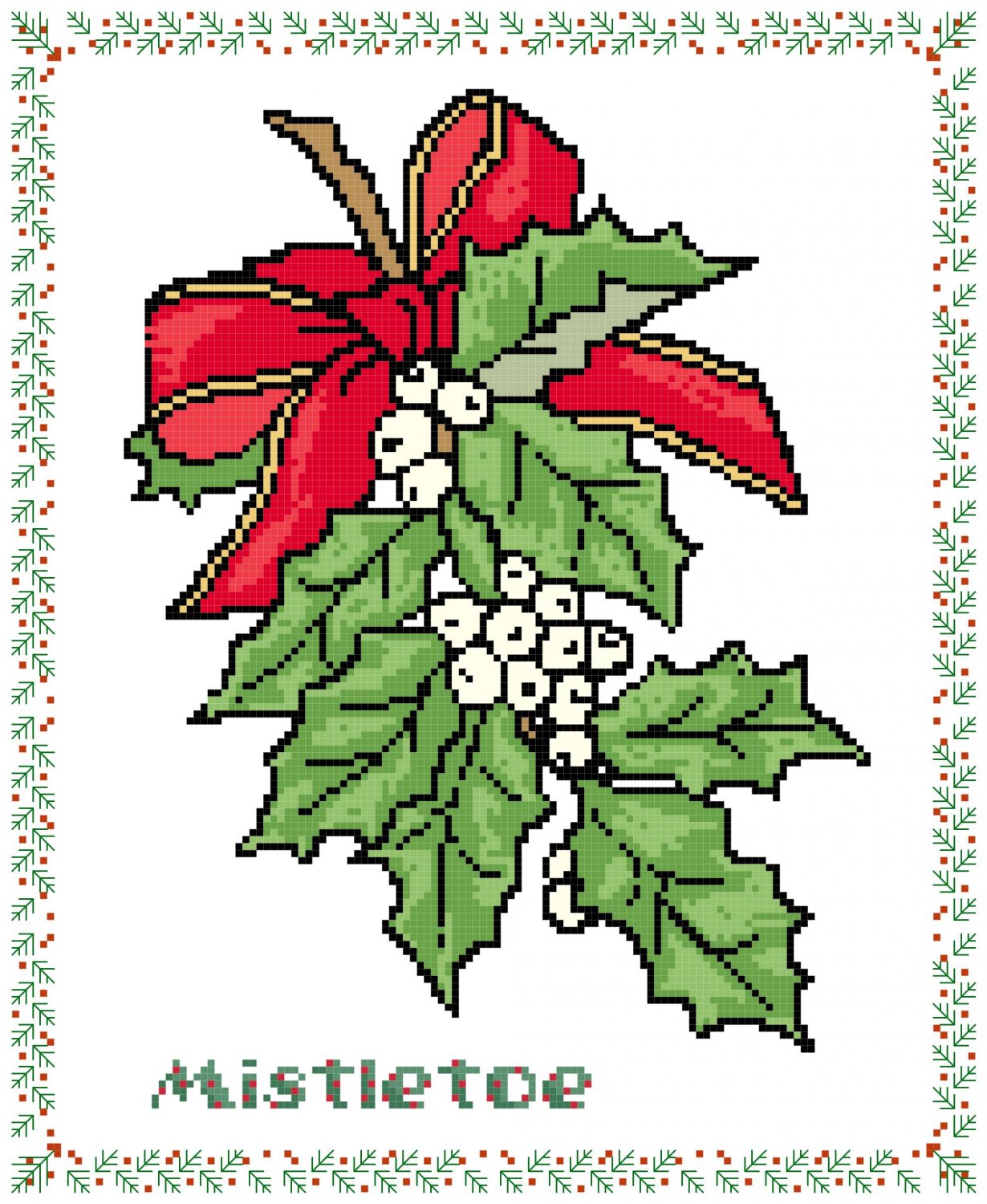 Mistletoe Bough Pattern Chart Graph
