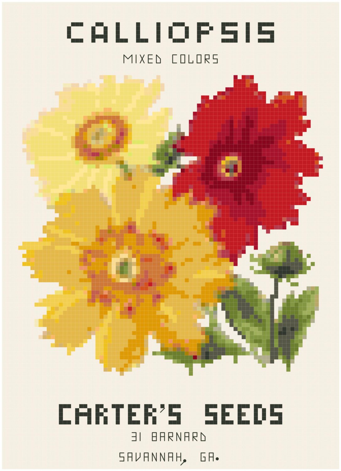 Antique Calliopsis Flower Seed Packet Pattern Chart Graph