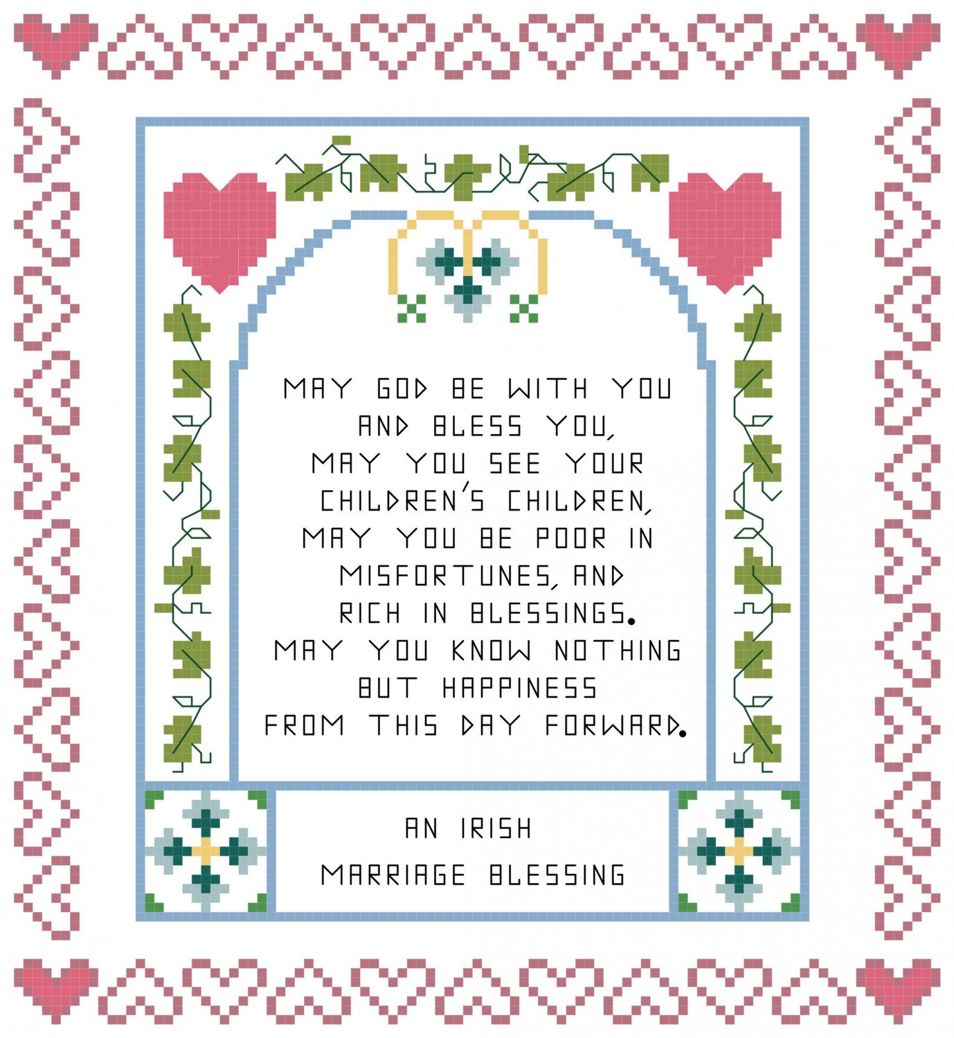 Irish Marriage Blessing Sampler Pattern Chart Graph