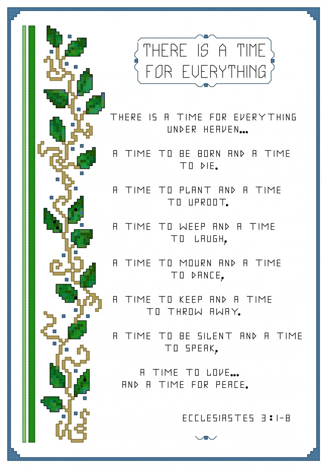 There Is A Time Cross Stitch Pattern Chart Graph