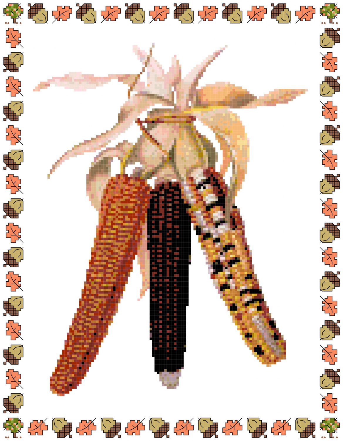 Indian Corn Cross Stitch Pattern Chart Graph