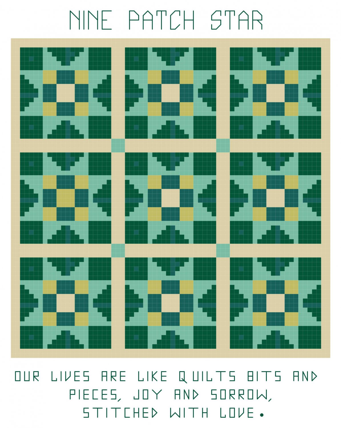 Nine Patch Star Quilt Pattern Chart Graph