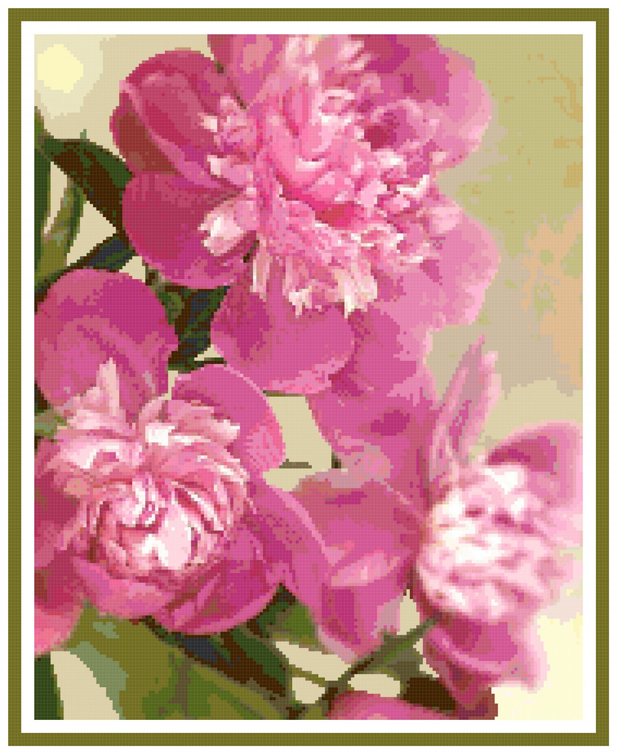 Breathtaking Peony Bouquet Pattern Chart Graph