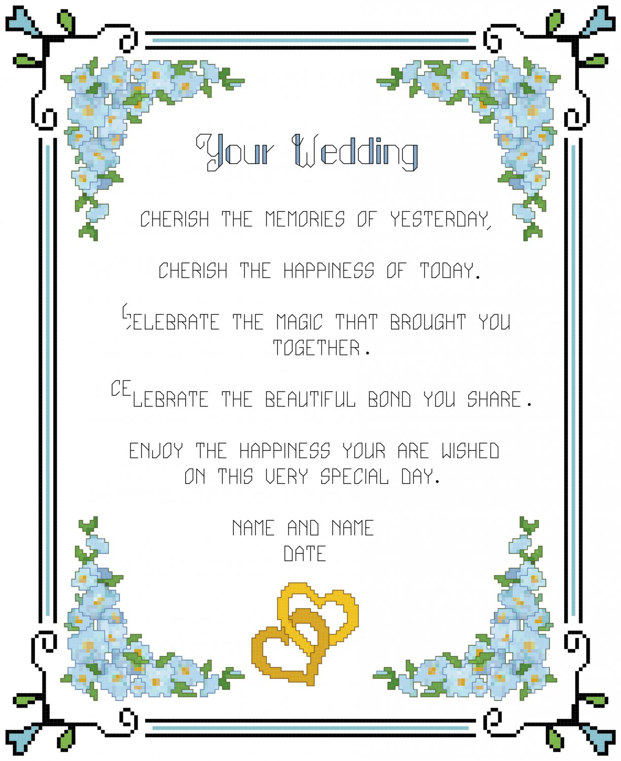 Victorian Wedding Sampler Pattern Chart Graph