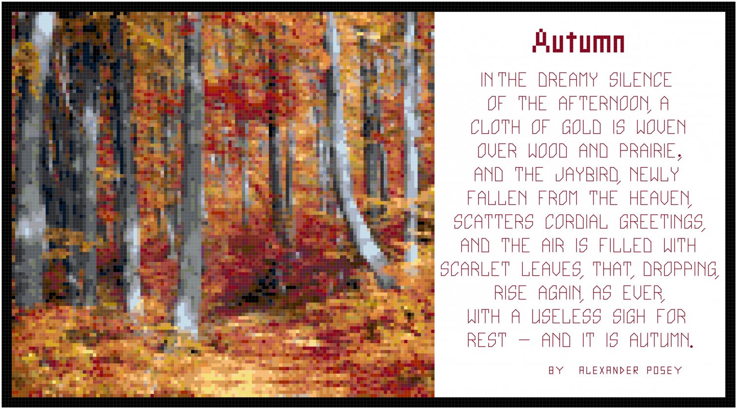 Autumn w/ poem by Alexander Posey Pattern Chart Graph