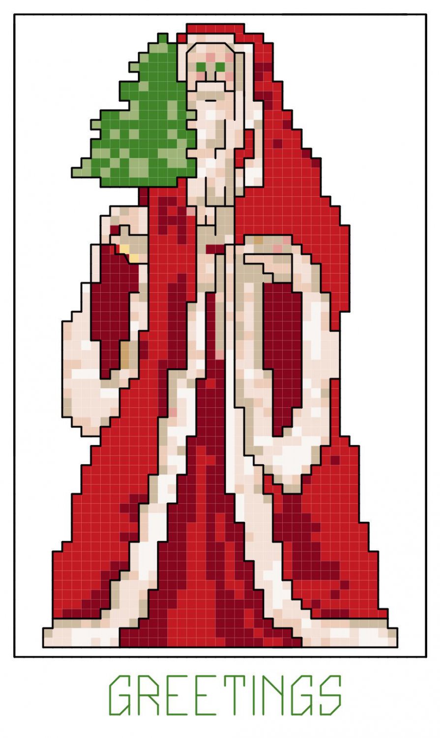 OLD TIME SANTA 2 quick and easy pattern chart graph