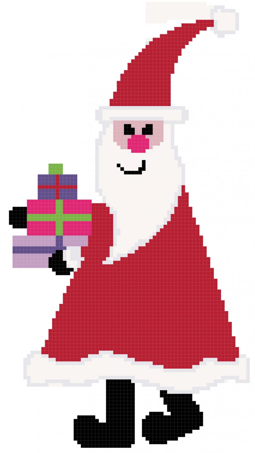 SANTA WITH GIFTS quick and easy pattern chart graph
