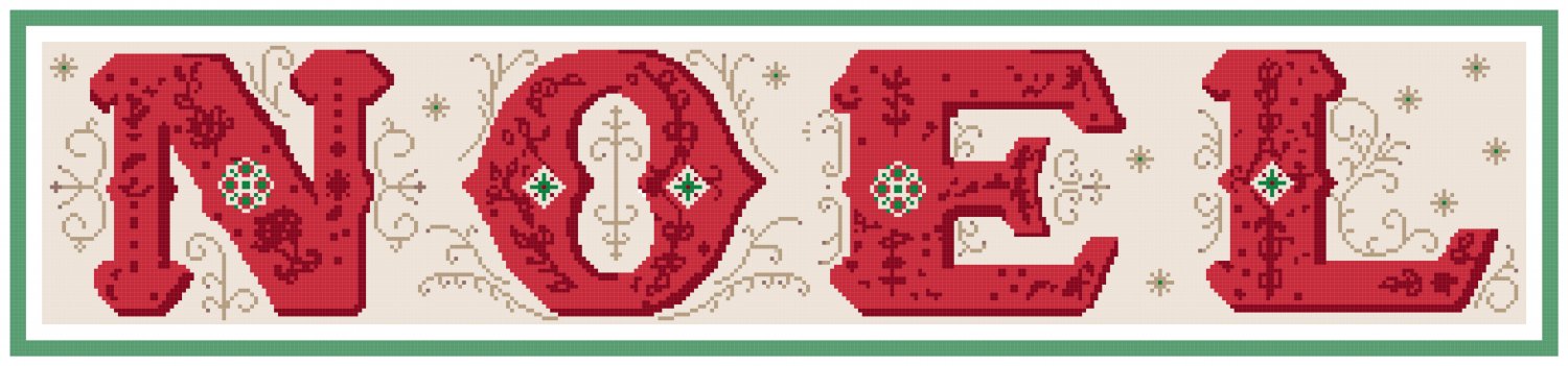 Victorian Noel Banner Horizontal Pattern Chart Graph