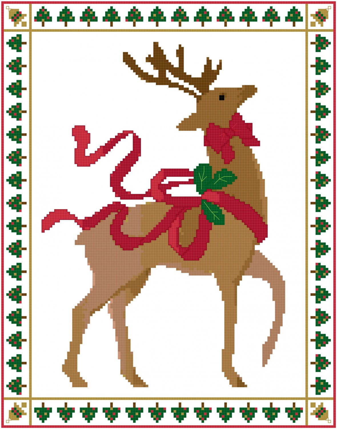 Christmas Decorated Reindeer Pattern Chart Graph