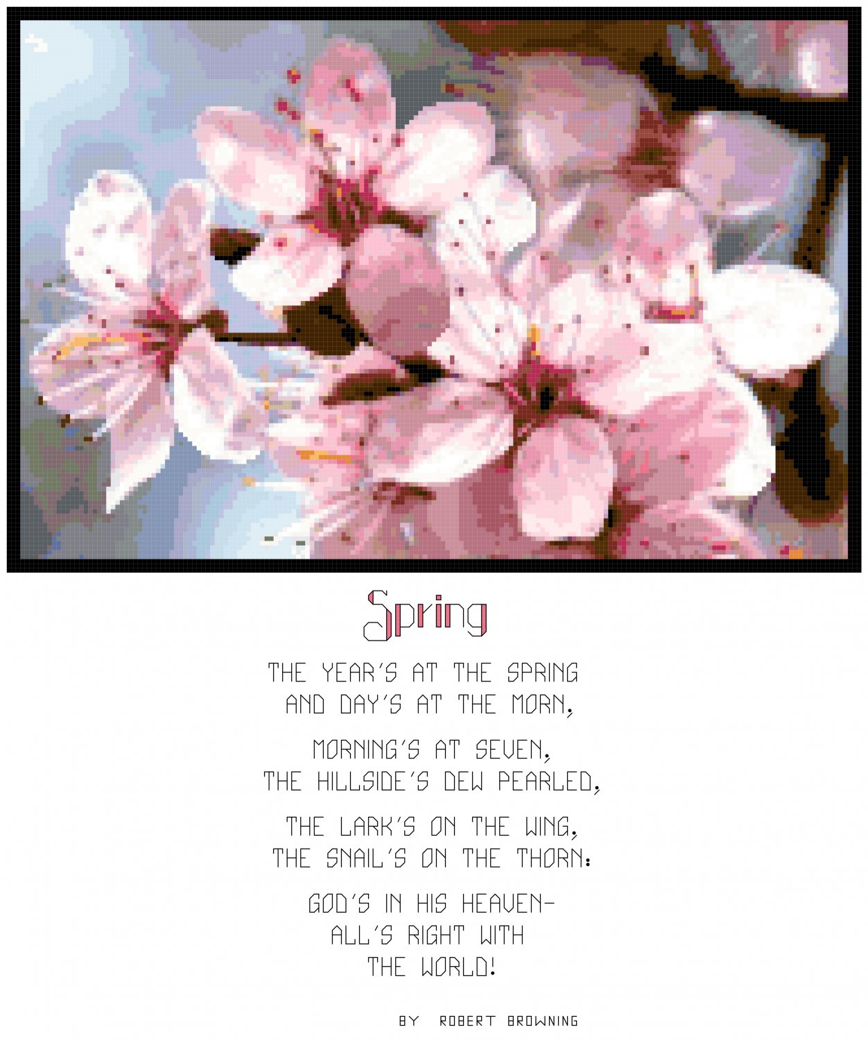 Spring Poem Cross Stitch Pattern Chart Graph