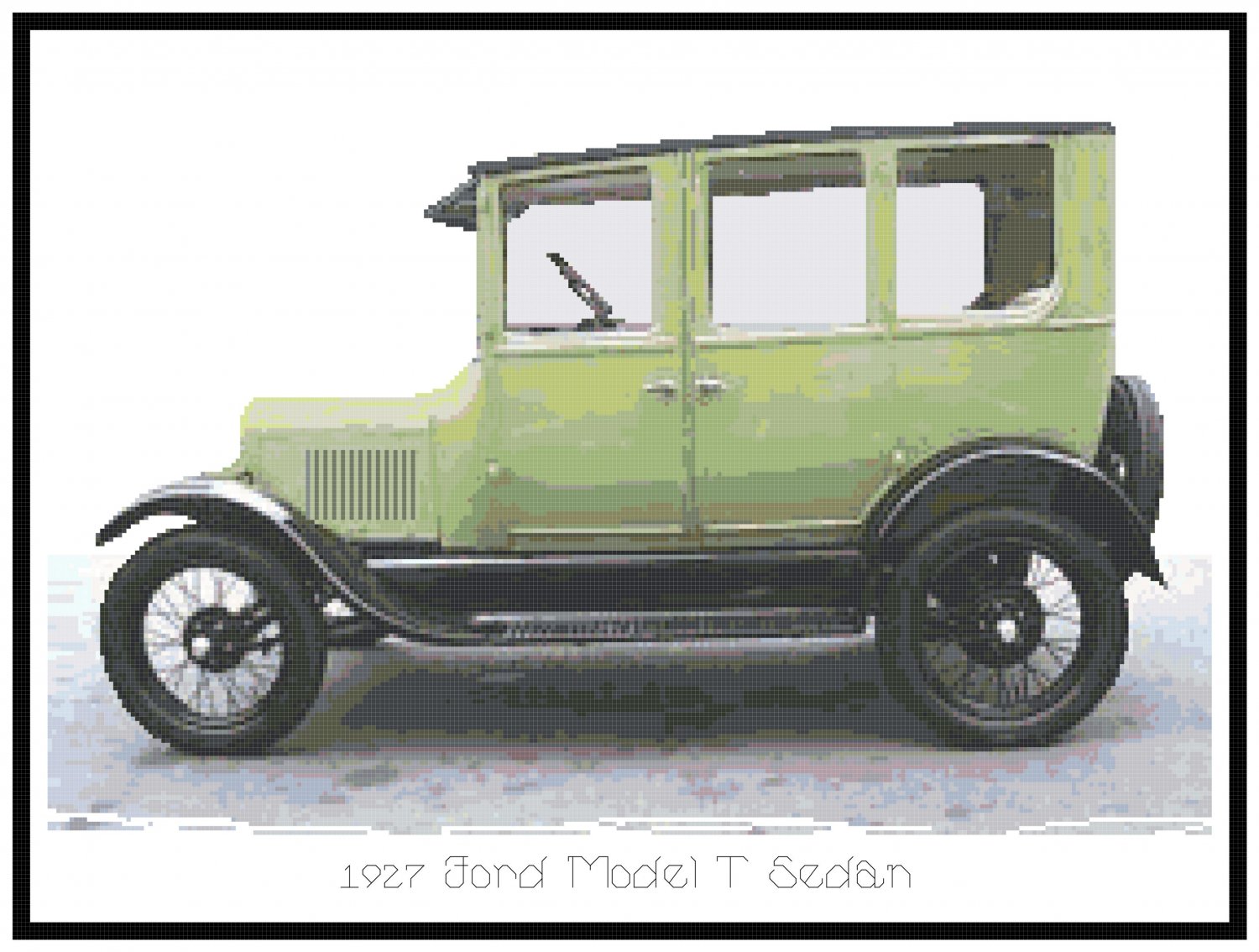 1927 Ford Model T Sedan Cross Stitch Pattern Chart Graph