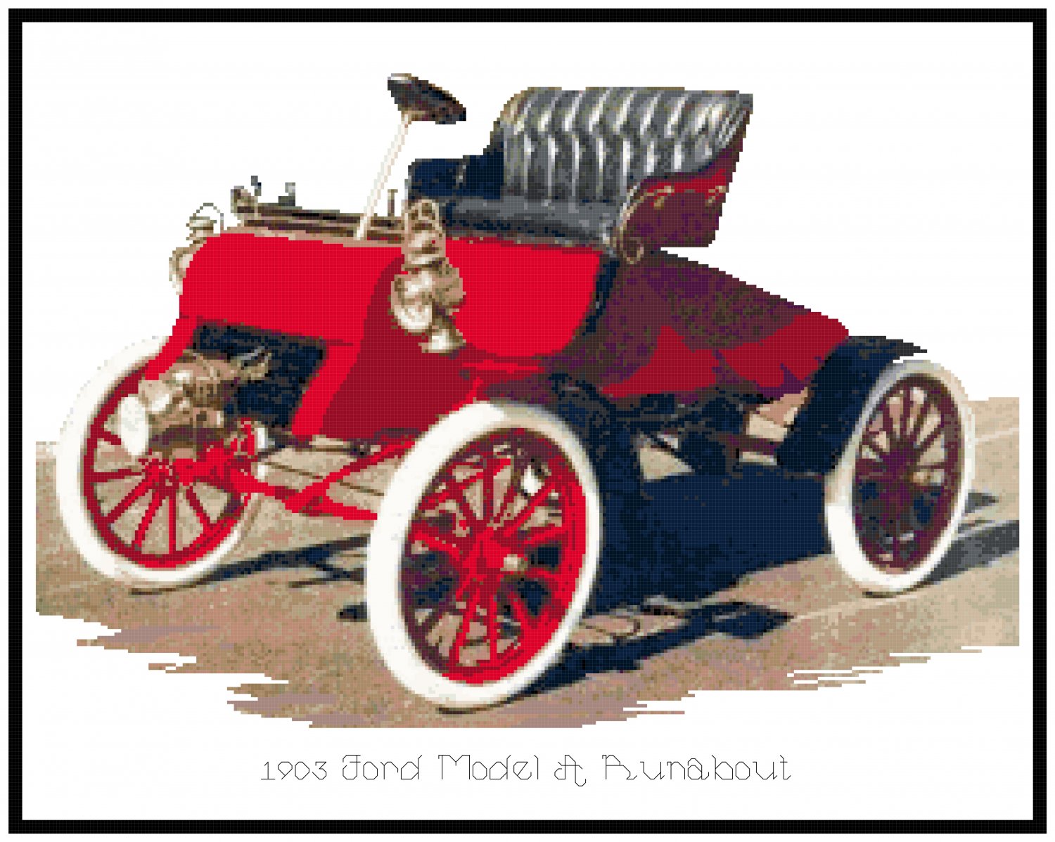 1903 Ford Model A Runabout Cross Stitch Pattern Chart Graph