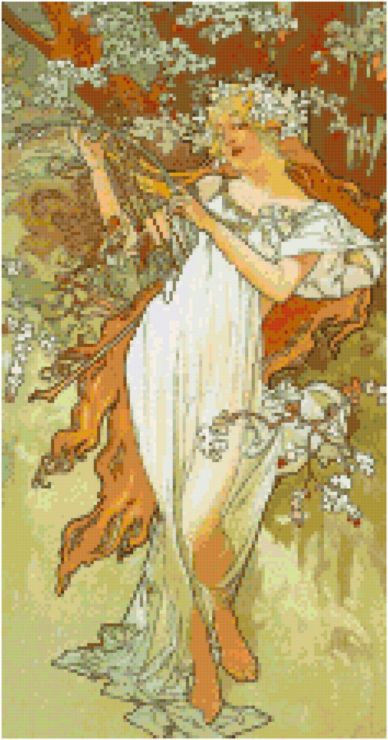 Innocent Spring by Alphonse Mucha Pattern Chart Graph