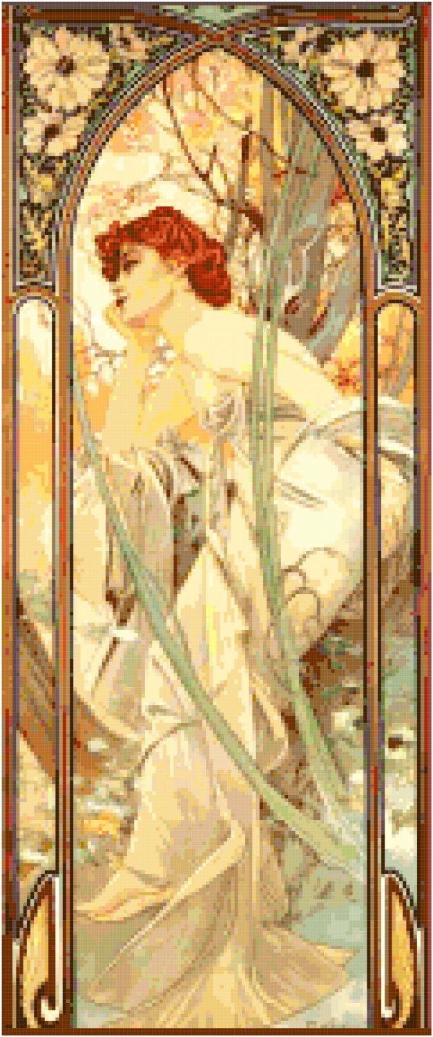 Evening Contemplation by Alphonse Mucha Pattern Chart Graph