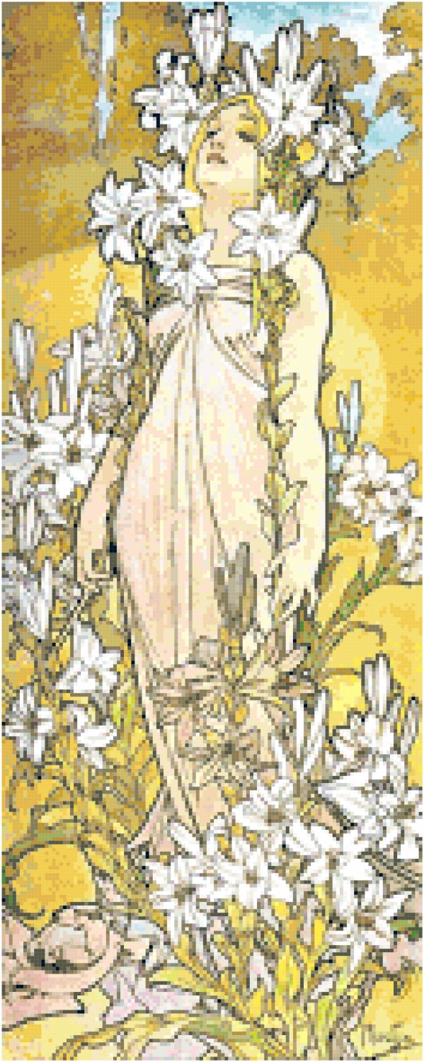 The Lily by Alphonse Mucha Pattern Chart Graph