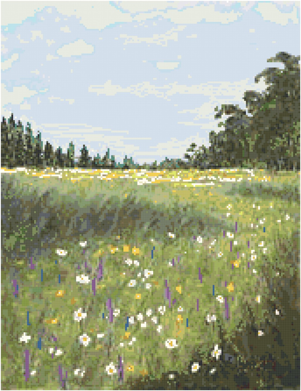 Wildflower Meadow Cross Stitch Pattern Chart Graph