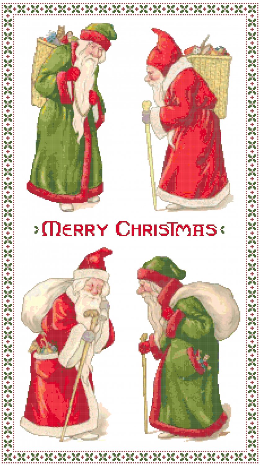 Vintage Santa Collage Pattern Chart Graph