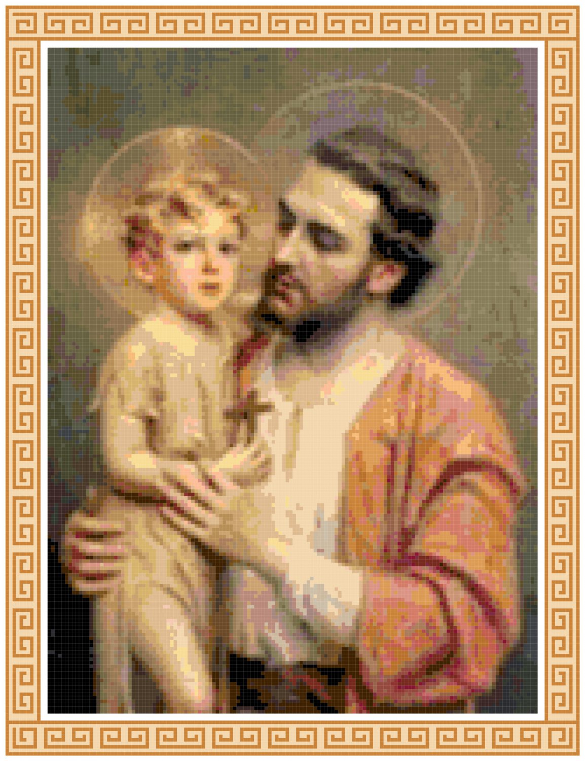 St. Joseph and Young Jesus Cross Stitch Pattern Chart Graph