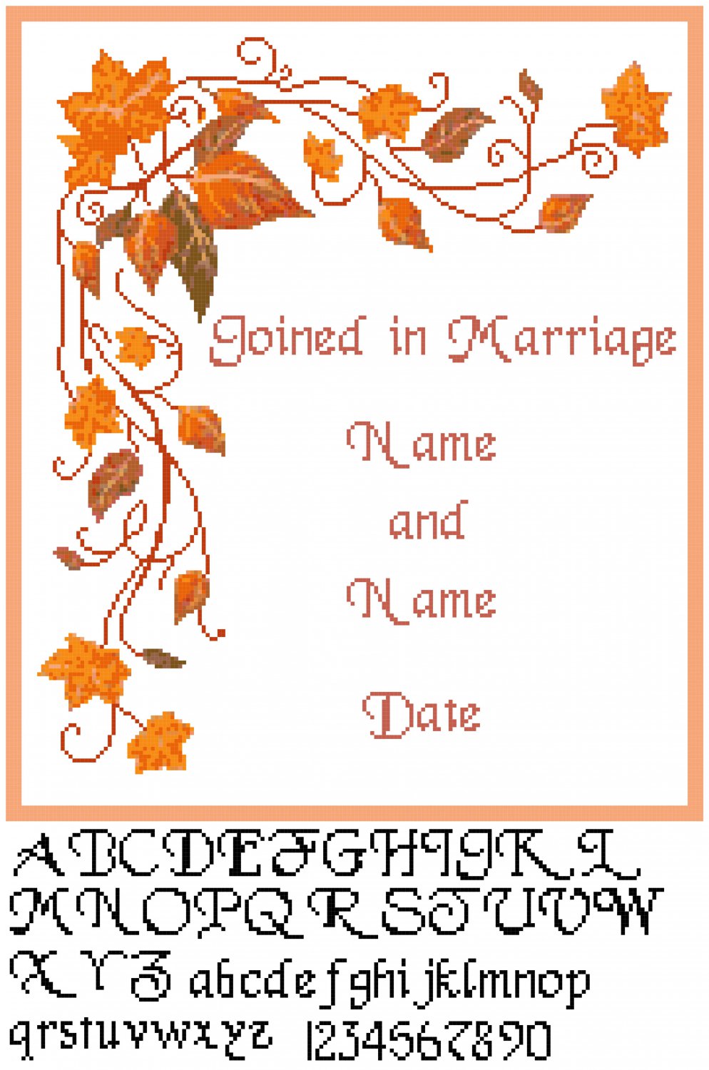 Autumn Brilliance Wedding Sampler Pattern Chart Graph