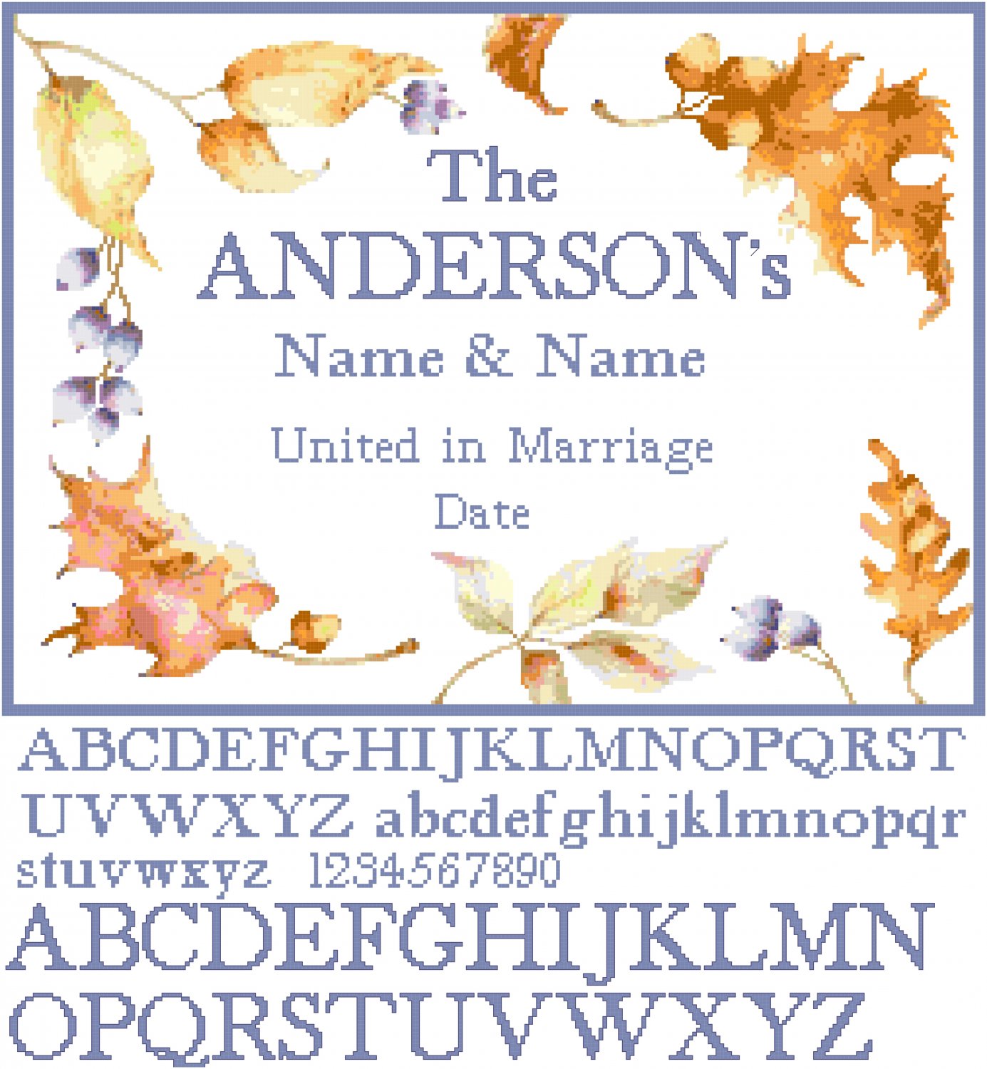 Autumn's Radiance Wedding Sampler Pattern Chart Graph