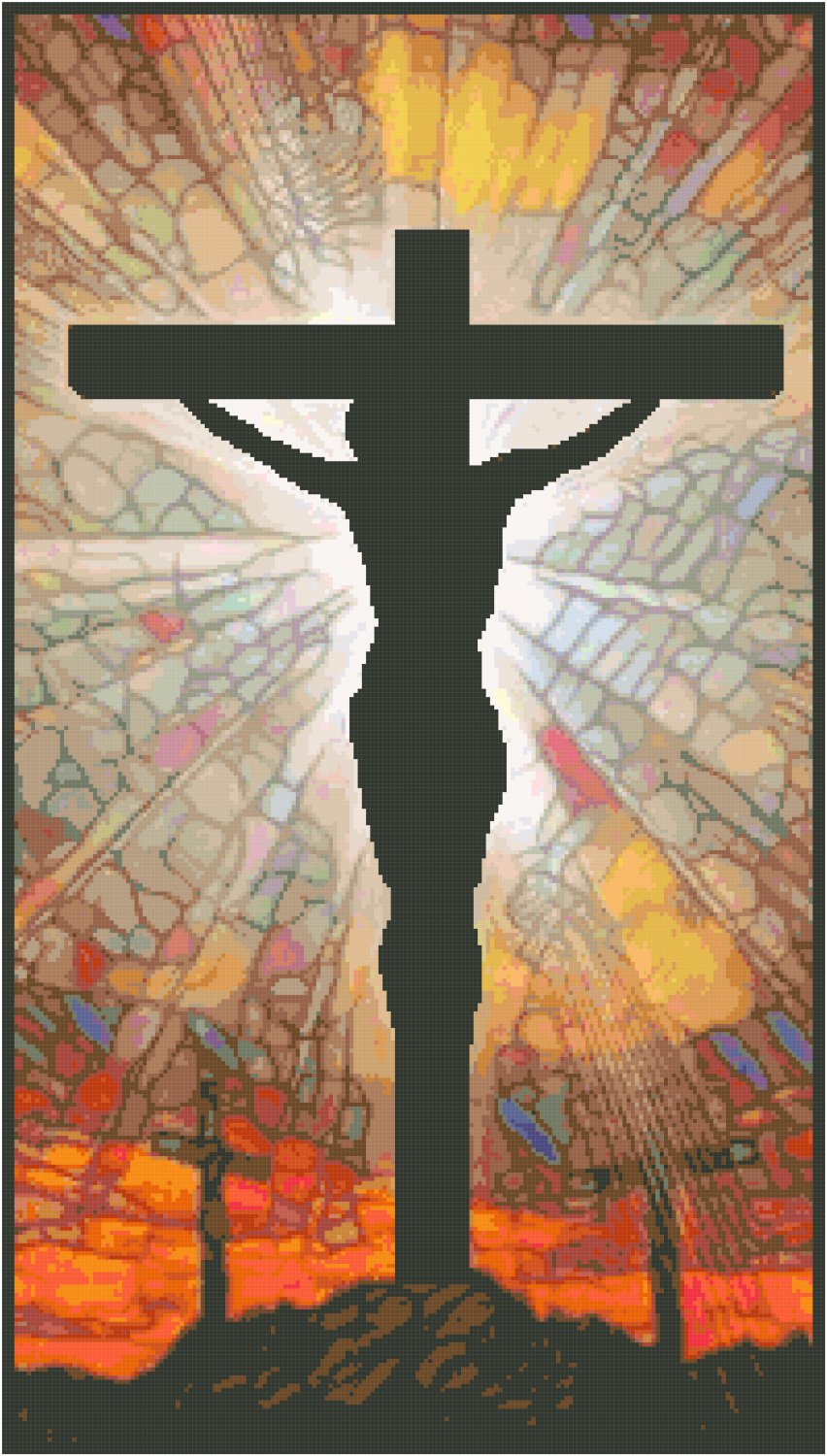 The Crucifixion in Stained Glass Pattern Chart Graph