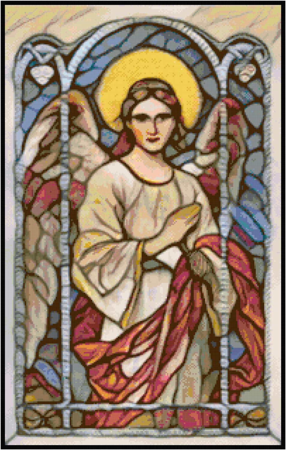 Guardian Angel in Stained Glass Pattern Chart Graph