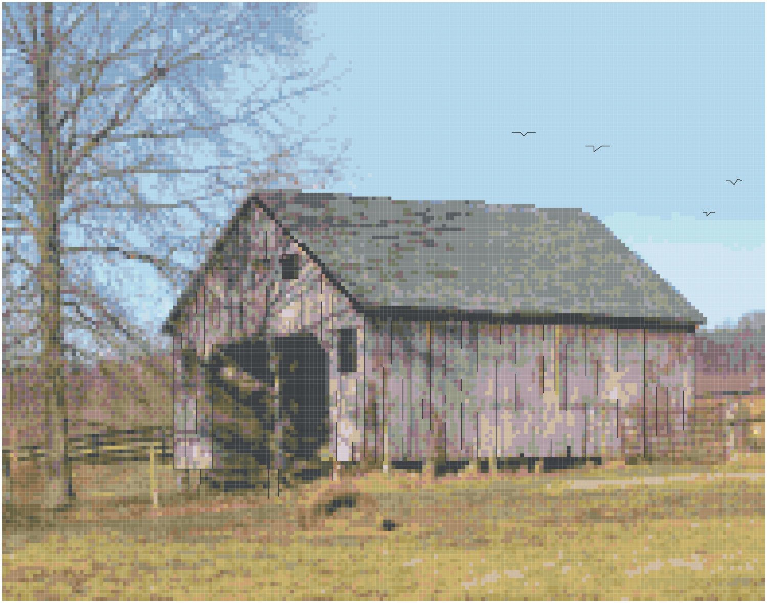 Old Pasture Barn Landscape Pattern Chart Graph