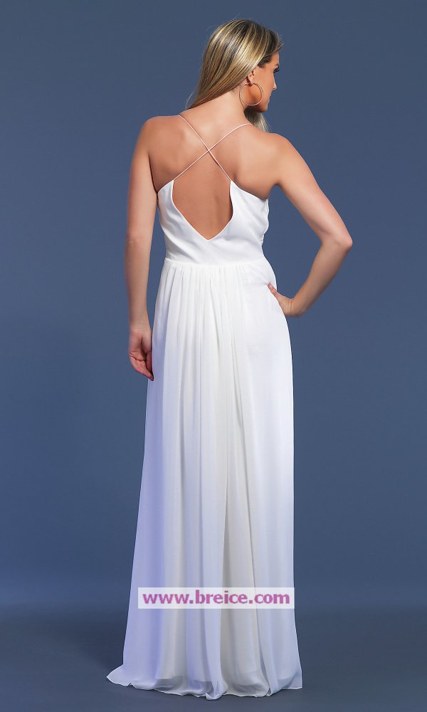 Sexy Plus Size Long White Spaghetti Evening Dresses Prom Party Formal Bridal Gowns P02