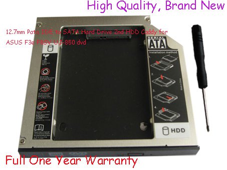 12.7mm Pata IDE to SATA Hard Drive 2nd HDD Caddy for ASUS F3e F8SV UJ ...